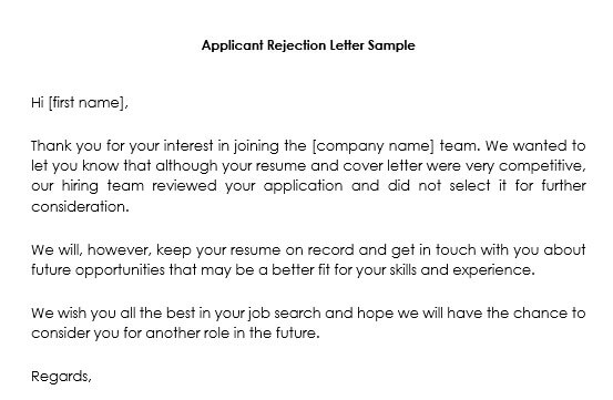 Job Candidate Rejection Letter Samples - 12 Best Formats and Templates Job Candidate Rejection Letter Samples - 12 Best Formats and Templates