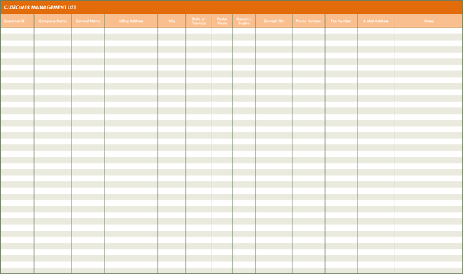 Excel Customer List Template