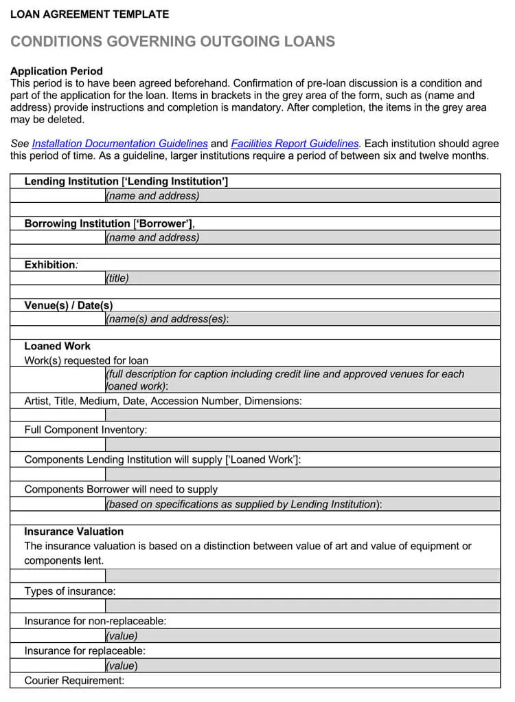 Standard Loan Agreement Blank Form
