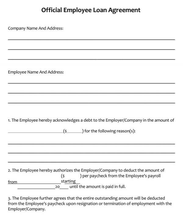 Free Personal Loan Agreement Templates - Word - PDF