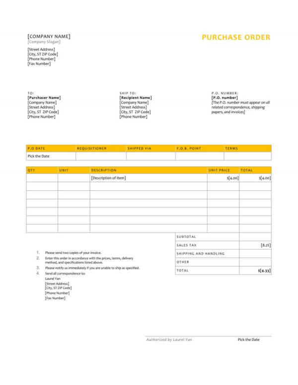 40+ Free Purchase Order Templates (Forms) | Excel, Word, PDF