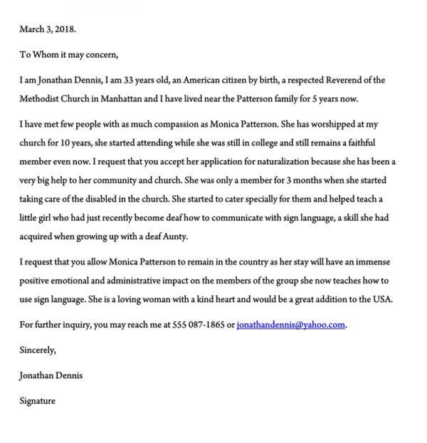 Letter of Support for Immigration | 10 Best Examples