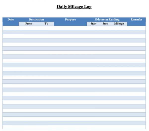 25 Free Mileage Log Templates (Excel | Word | PDF)