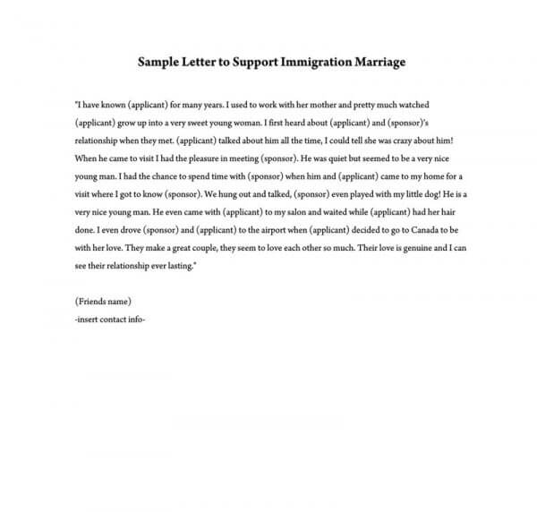 Reference Letter to Support Immigration Marriage | 5 Samples