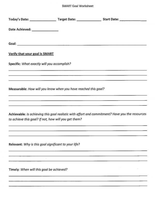 45+ Free SMART Goals Worksheets & Templates (Excel | Word)
