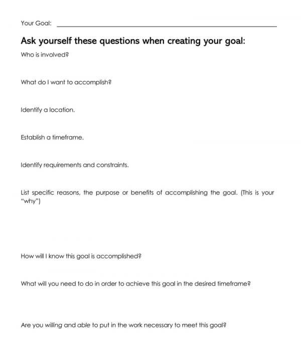 45+ Free SMART Goals Worksheets & Templates (Excel | Word)