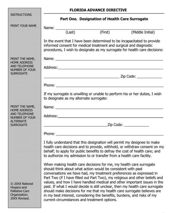 Free (Blank) Living Will Forms (Advance Directive)