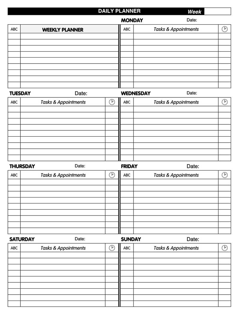 32 Free Daily Planner Templates (Word, Excel & PDF)