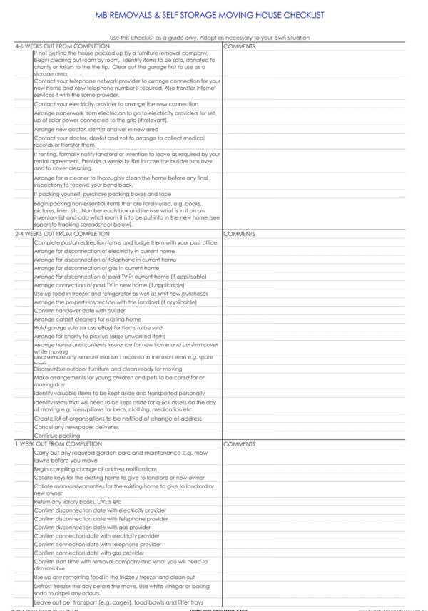 35 Free Moving Checklist Templates