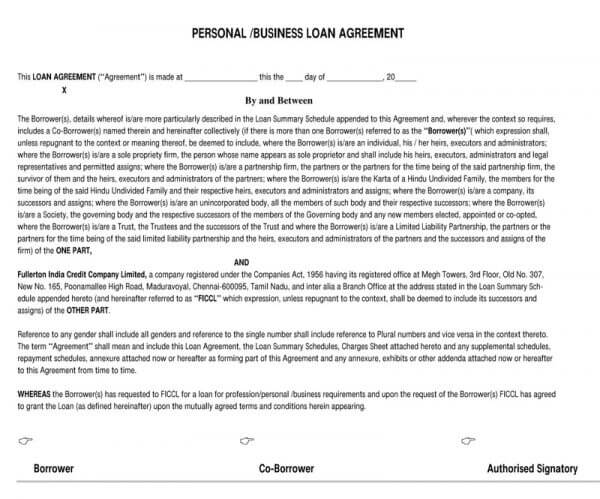 Free Personal Loan Agreement Templates - Word - PDF