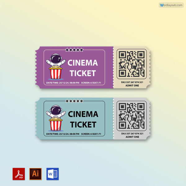 20 Free Printable Movie Ticket Templates (Word - PDF - PSD)