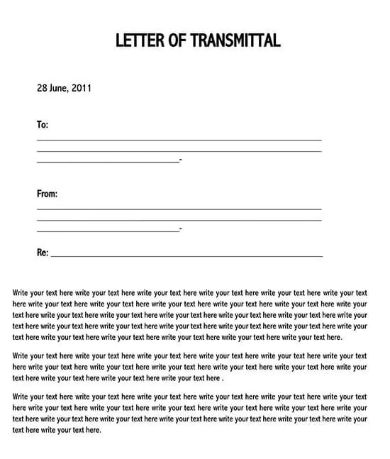 Transmittal Letter Format Sample Letter Of Transmittal For Business