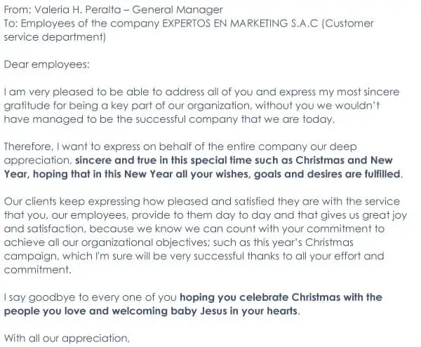 Holiday Letters For Employees Sample Christmas Letter To Employees