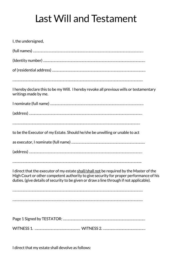 Printable Last Will And Testament Blank Forms Printable Last Will And Testament Blank Forms