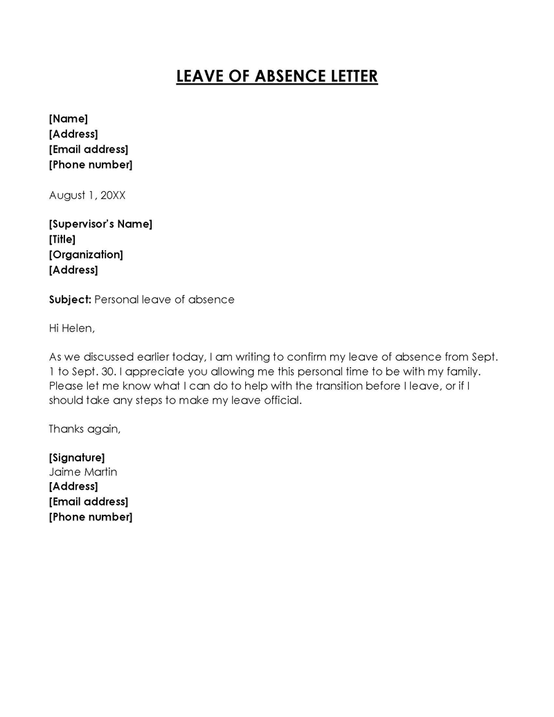 46 Free Leave of Absence Request Letter Templates