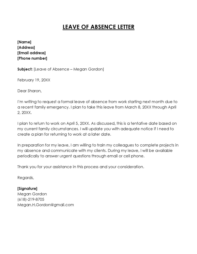 46 Free Leave of Absence Request Letter Templates