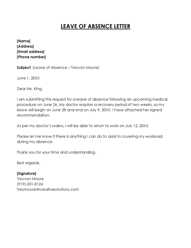46 Free Leave of Absence Request Letter Templates