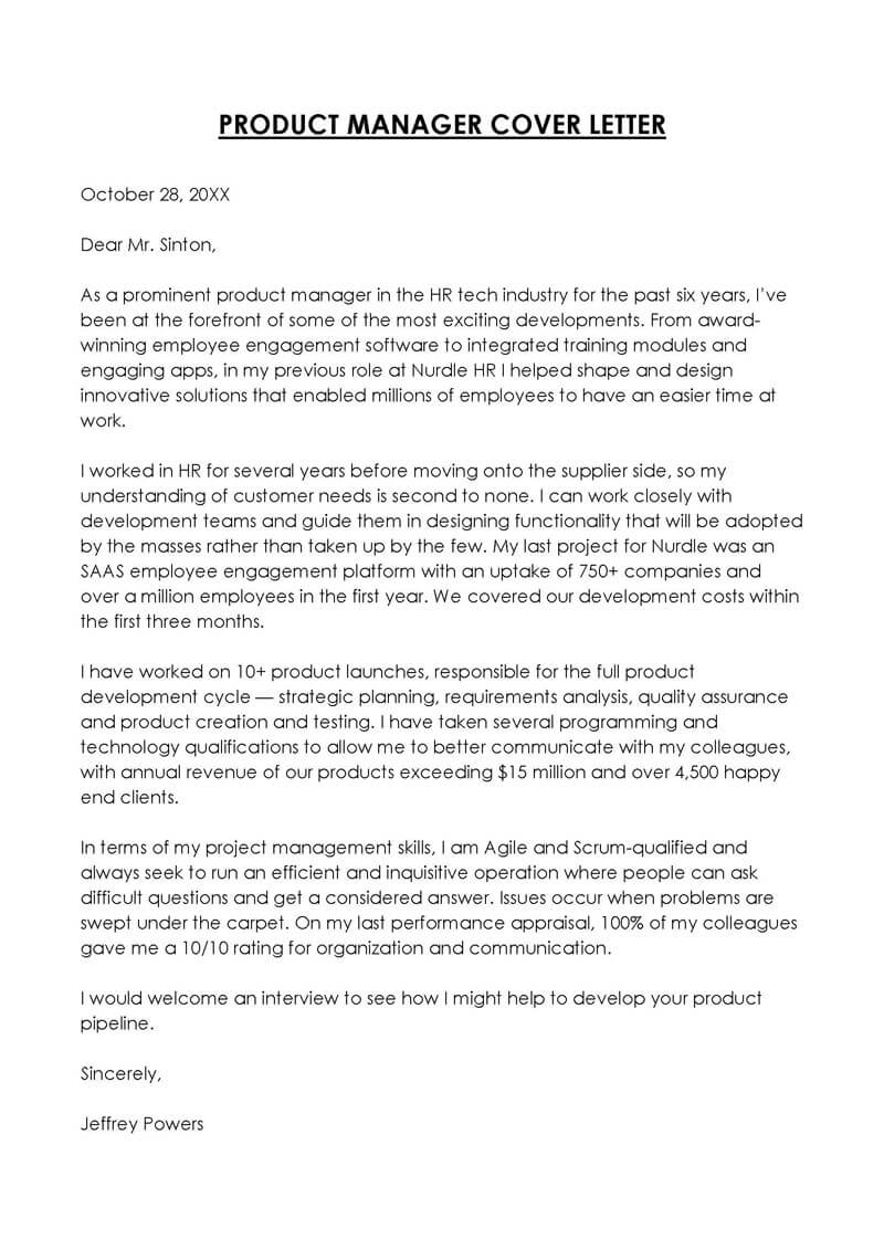 18 Product Manager Cover Letter Templates - Tips