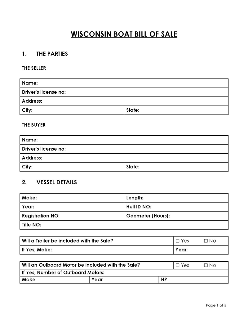 53 Free Boat Bill Of Sale Forms - Word - PDF