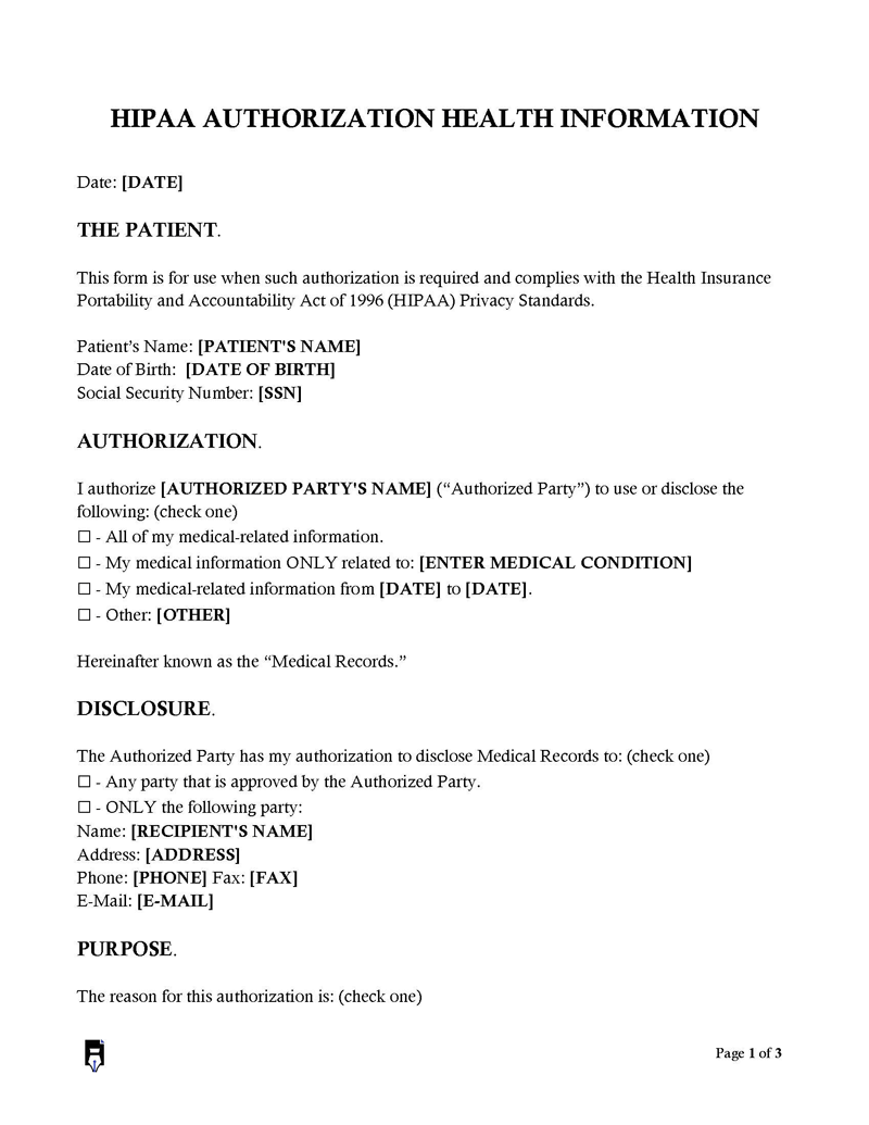 Free 9 Sample Hipaa Forms In Pdf Ms Word