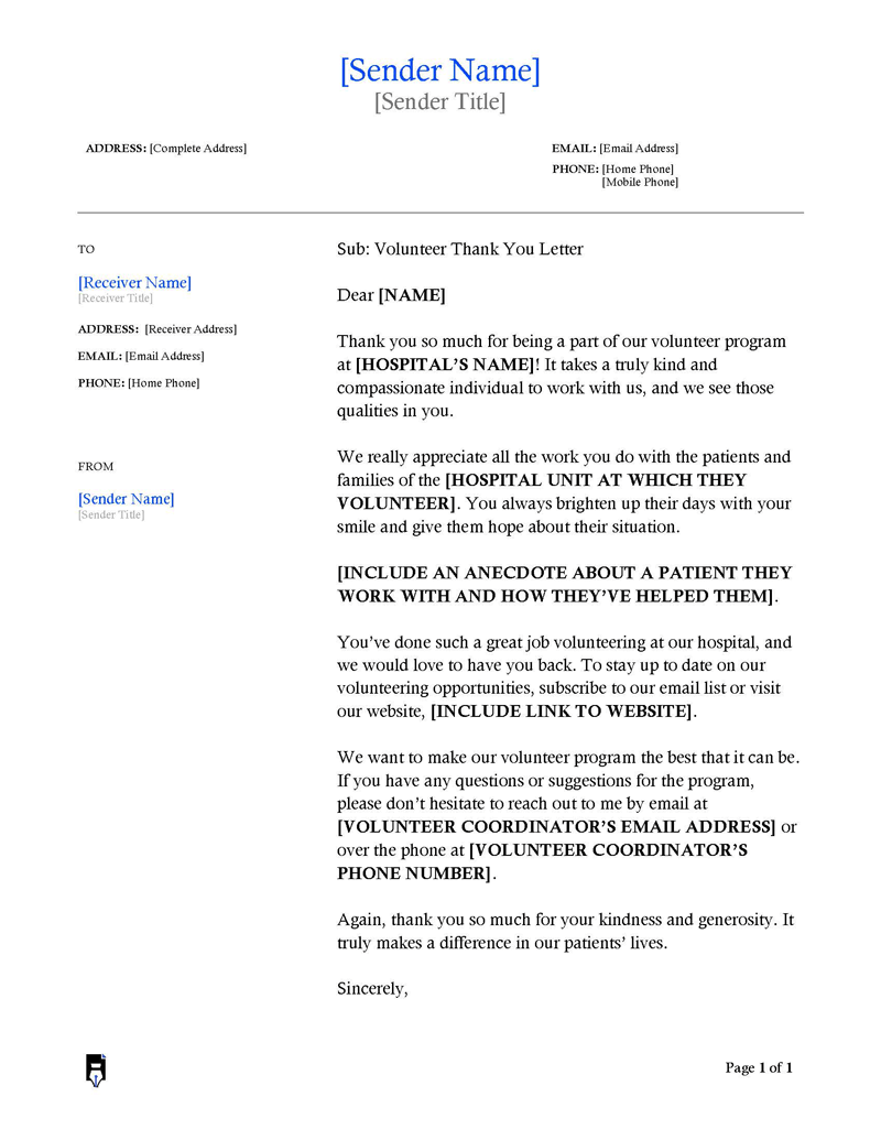 12 Best Volunteer Thank You Letter Samples for Appreciation