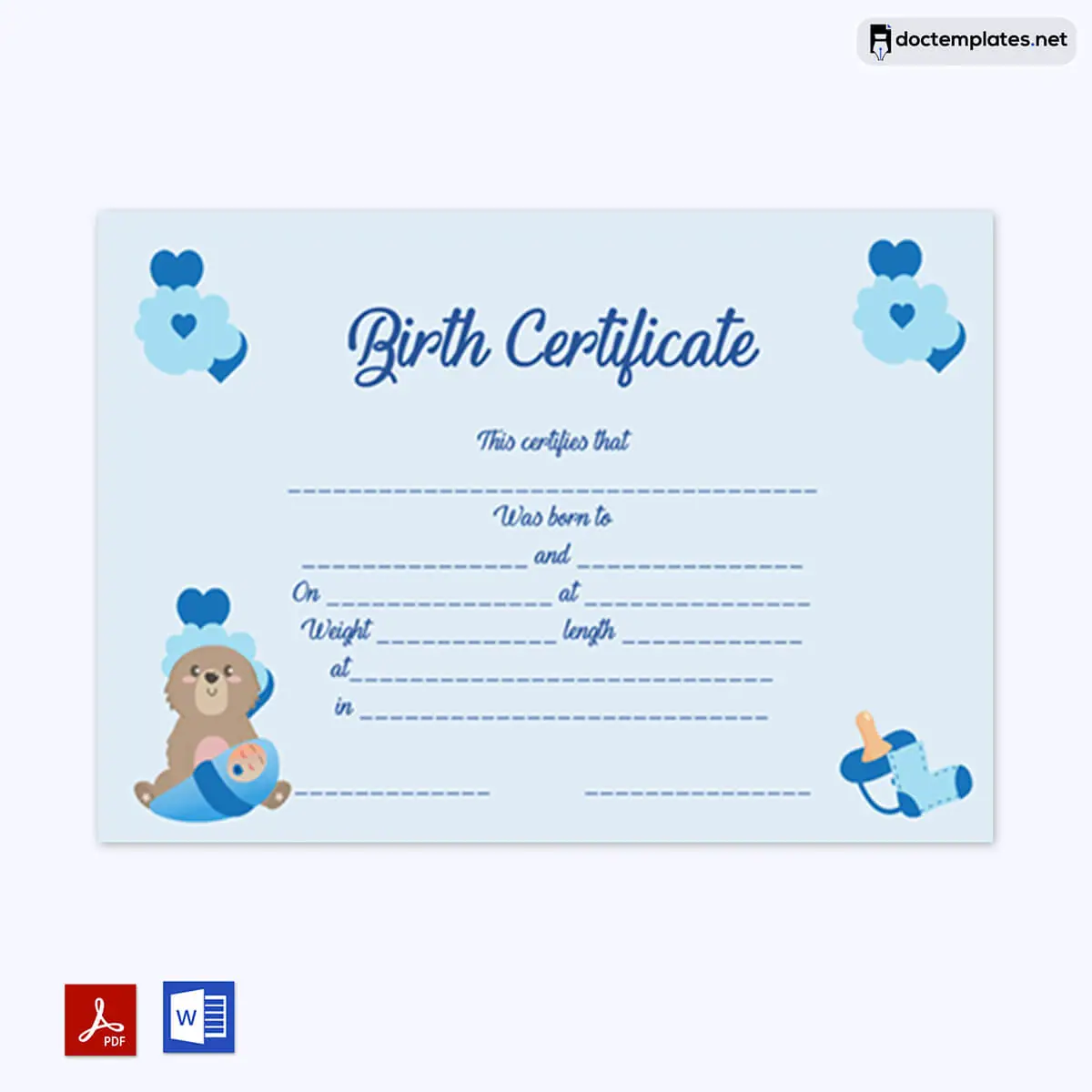 Baby Birth Certificate Template Download Printable Pdf Templateroller