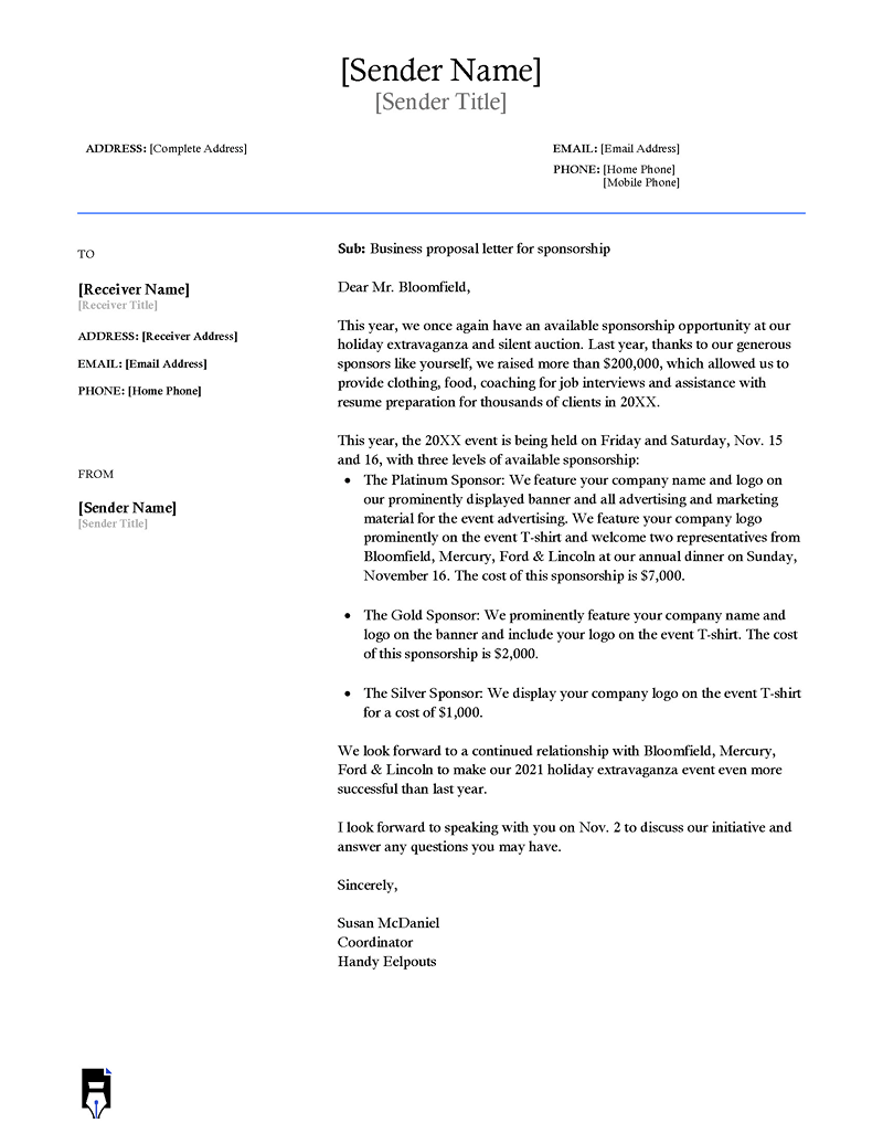 Cover Letter For Proposal Sample