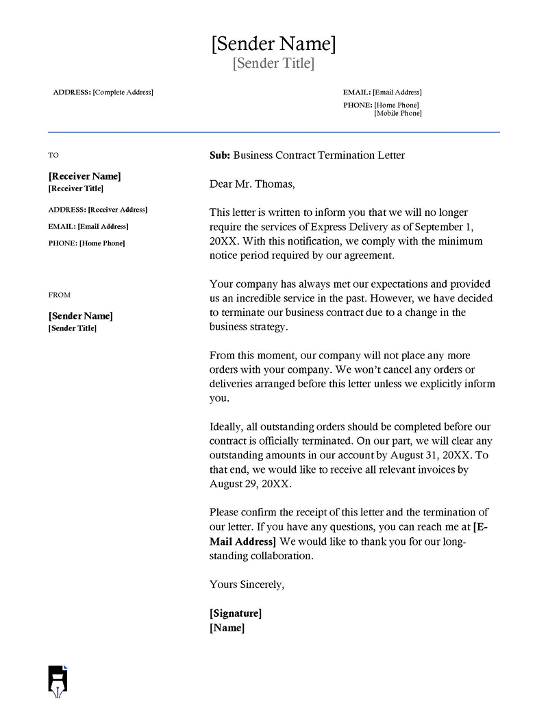 7 Business Contract Termination Letter Templates