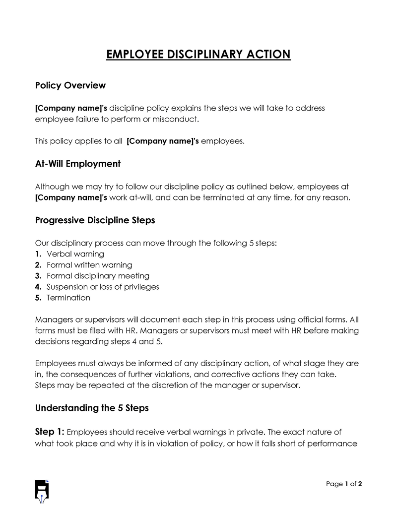 20 Free Employee Disciplinary Action Forms (Word | PDF)