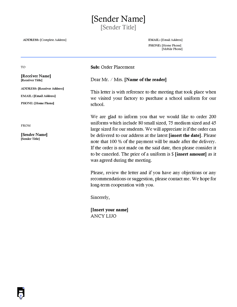 Order Letter Templates (Tips & Examples)
