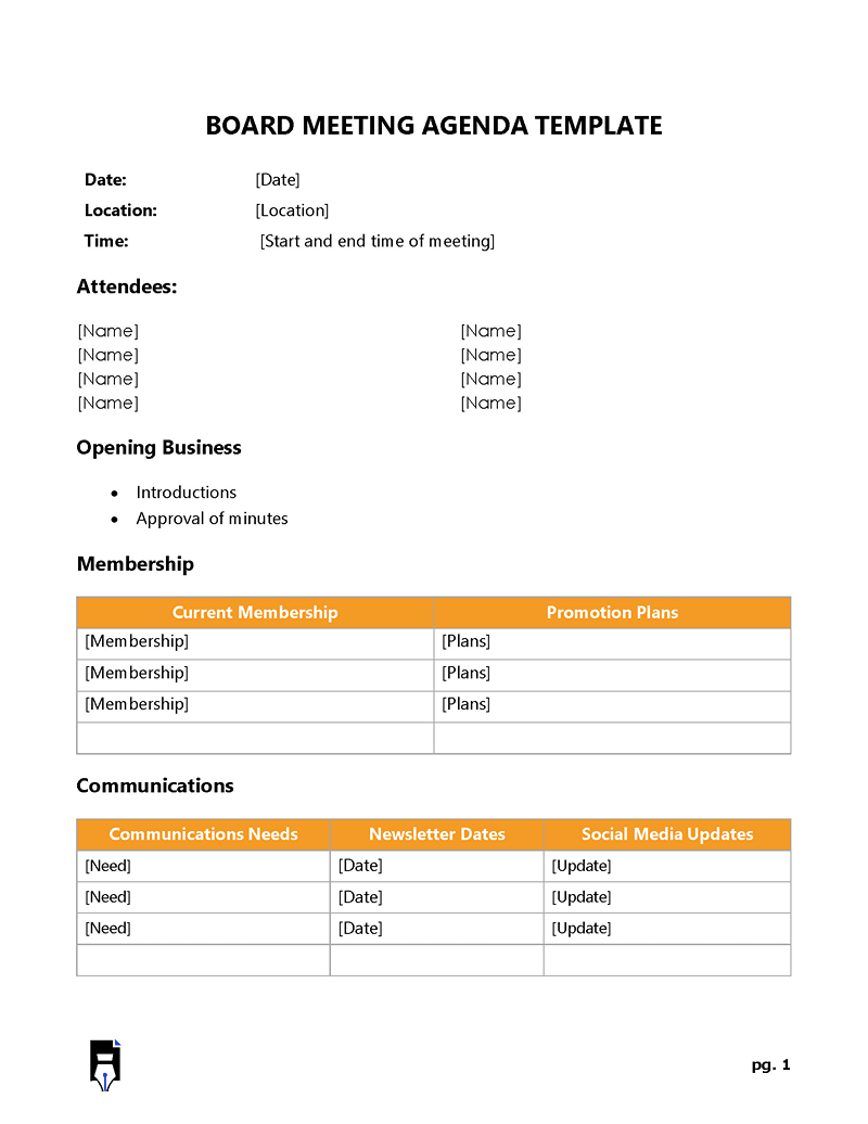 7 Basic Meeting Agenda Templates - Editable