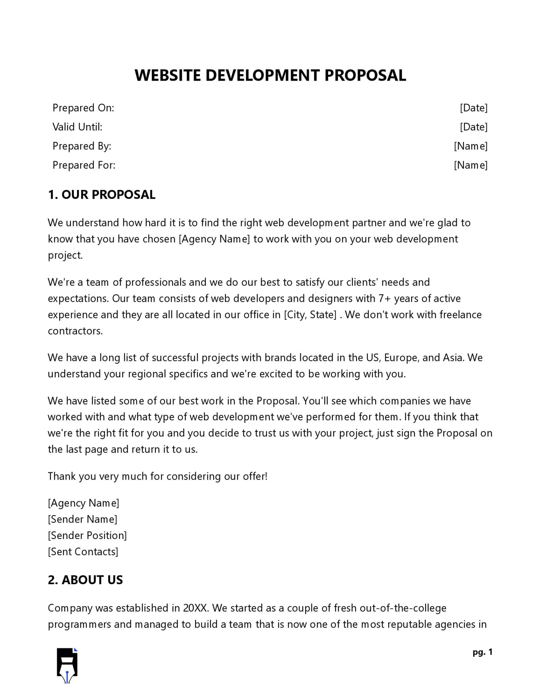 Free Website Development Proposal Templates