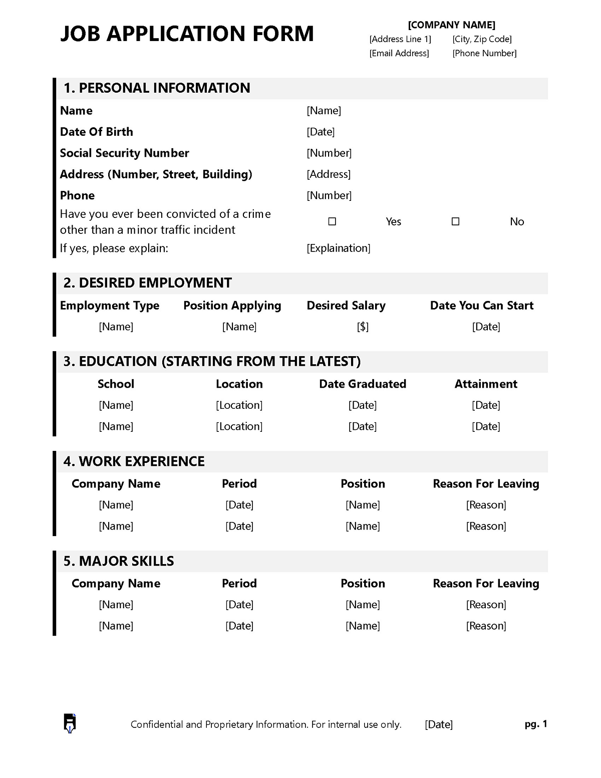 Basic Job Application Form 5 Free Templates In Pdf Word